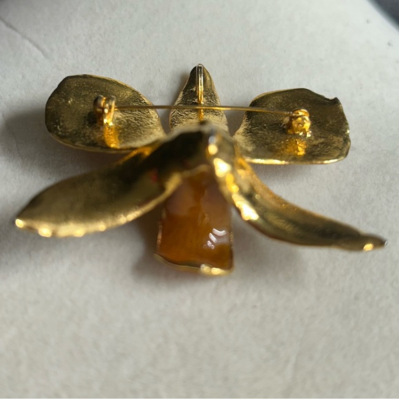RISIS | Jewelry | Vintage Tanbrown Enamel Dendrobium Orchid With 24k ...